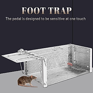 Humane Rat Trap, Chipmunk Rodent Trap That Work for Indoor and Outdoor Small Animal - Mouse Voles Hamsters Live Cage Catch and Release (Silvery)