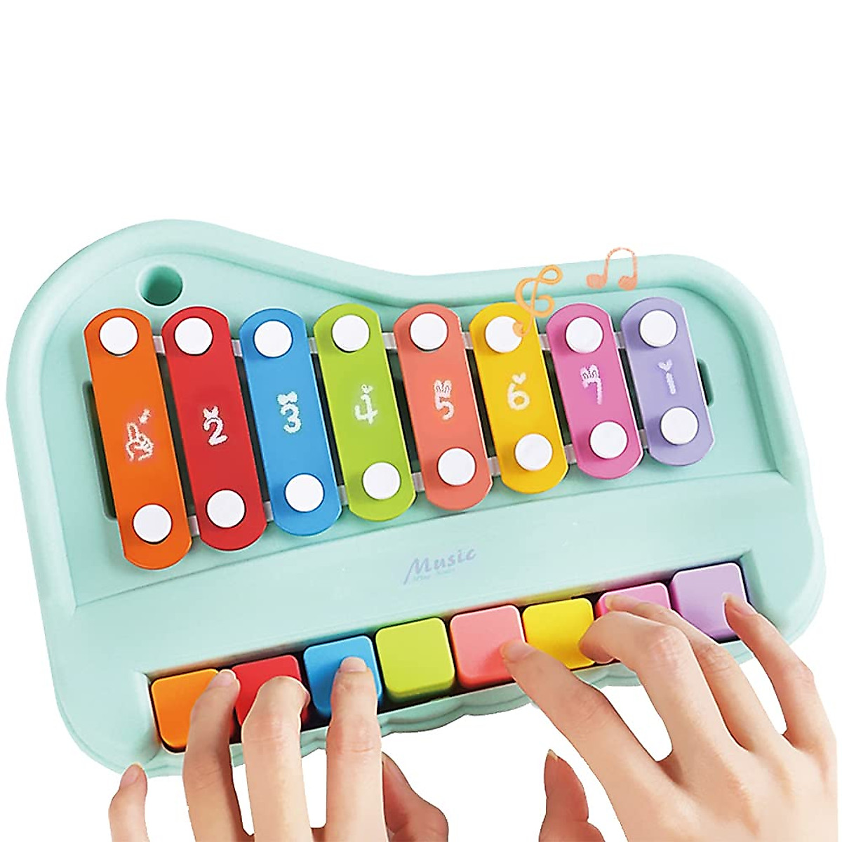Cidupe Kids Piano Xylophone Musical Instruments Toys - 2 in 1 Percussion Instruments for Baby Preschool Educational with 8 Multicolor Key Scales Toy
