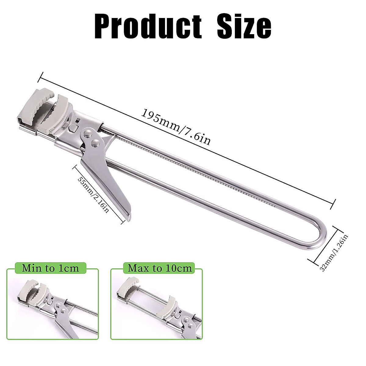 Jar Opener, Adjustable Jar Lid Opener Multifunctional Can Opener Stainless Steel Can Opener Manual Glass Jar Opener Bottle Opener Easy Jar Opener for Seniors Kitchen Gadgets