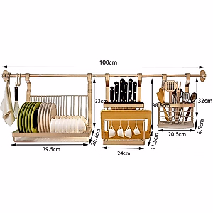 Plate Rack Multi-Purpose Kitchen Storage Shelf Wall Dish Rack Dish Drainer with Cutlery Tableware Draining Drying Storage Shelf Pan Plate Holder