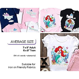 Mermaid Birthday Iron on Transfer for Family Members Shirts - Print Matching Tees Shirt Silhouette Heat Decal Vinyl Patches Applique for Birthday Party Decoration Supplies Matching Girl HTV