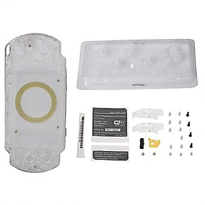 Socobeta Game Console Shell Replacement Game Console Housing Set with Buttons Kit Compatible with PSP 1000(Clear)