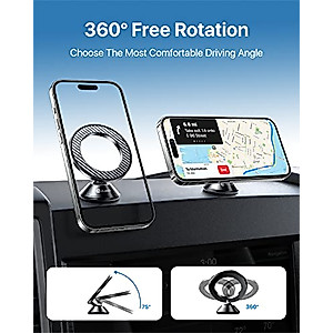 andobil Magnetic Phone Holder for Car [Small BUT Ultra Stable] All-Metal Dashboard Car Mount [Powerful 20 Magnets] Phone Mount for Car Compatible with iPhone 14 13 12 Pro Max/Samsung/MagSafe Case