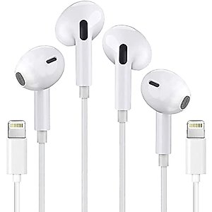 2 Pack-iPhone Earbuds Wired Lightning Headphone【Apple MFi Certified】in-Ear Headset Stereo Noise Canceling with Built-in Microphone & Volume Control Compatible with iPhone 13/12/11/SE/X/XR/8/7-All iOS