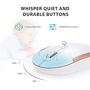 iClever GK08 Wireless Keyboard and Mouse - Rechargeable Wireless Keyboard Ergonomic Full Size Design with Number Pad, 2.4G Stable Connection Slim White Keyboard and Mouse for Windows, Mac OS Computer