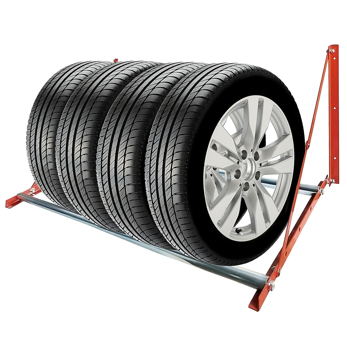 Heavy Duty Adjustable Wall Mounted Tire Rack,Folding and Adjustable 30"-48" Tire Storage Rack,Tire Rack for Garage With Telescopic Rods, Hanging Garage Tire Rack for Spare Car Wheel Rack 420 lb.