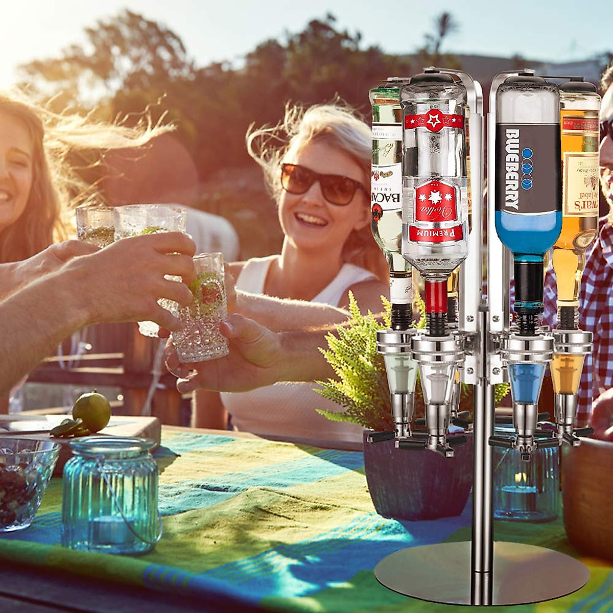 Liquor Dispenser Alcohol Dispenser Bar Dispenser Bottle Liquor Dispenser Bar Rotating Liquor Holder 6 Bottle Professional Alcohol Dispenser Station