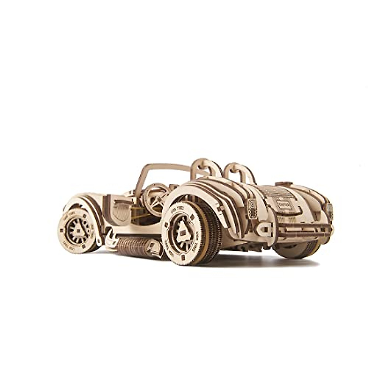 UGEARS Drift Cobra Racing Car Puzzle - Wooden 3D Puzzles for Adults Model Car Kit with Powerful Spring Motor - Retro Racing Car Model Building Kits Adult Puzzles - DIY Miniature Kit - 370 Pcs