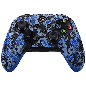 9CDeer 1 Piece of Studded Protective Customize Digital Camo Silicone Cover Skin Sleeve Case 8 Thumb Grips Analog Caps for Xbox One/S/X Controller Blue Compatible with Official Stereo Headset Adapte