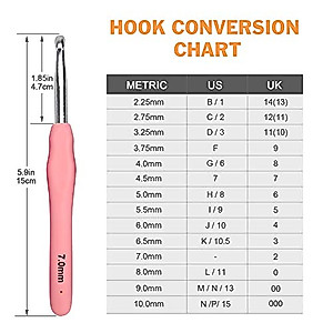 BCMRUN Crochet Hooks Set,14 Pcs 2.25mm(B)-10mm(N) Ergonomic Soft Grip Handles,Smooth Knitting Needles Kit with Bag for Arthritic Hands,Extra Long  Plus Knit Needles Weave Yarn Set,Best Gift for Women