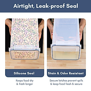 Moretoes Cereal Containers Storage, 10pcs Large Plastic Airtight Food Storage Containers with Lids for Spaghetti Flour Sugar, 6.5L/2pk, 5.2L/2pk, 2.5L/5pk