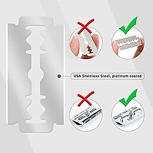 Reusable Double Edge Safety Razor for Women, Single Blade Razors for Men, with 10 Platinum Coated Stainless Steel Razor Blades, Metal DE Razor for a Close Smooth Shave, Sustainable Living Choice
