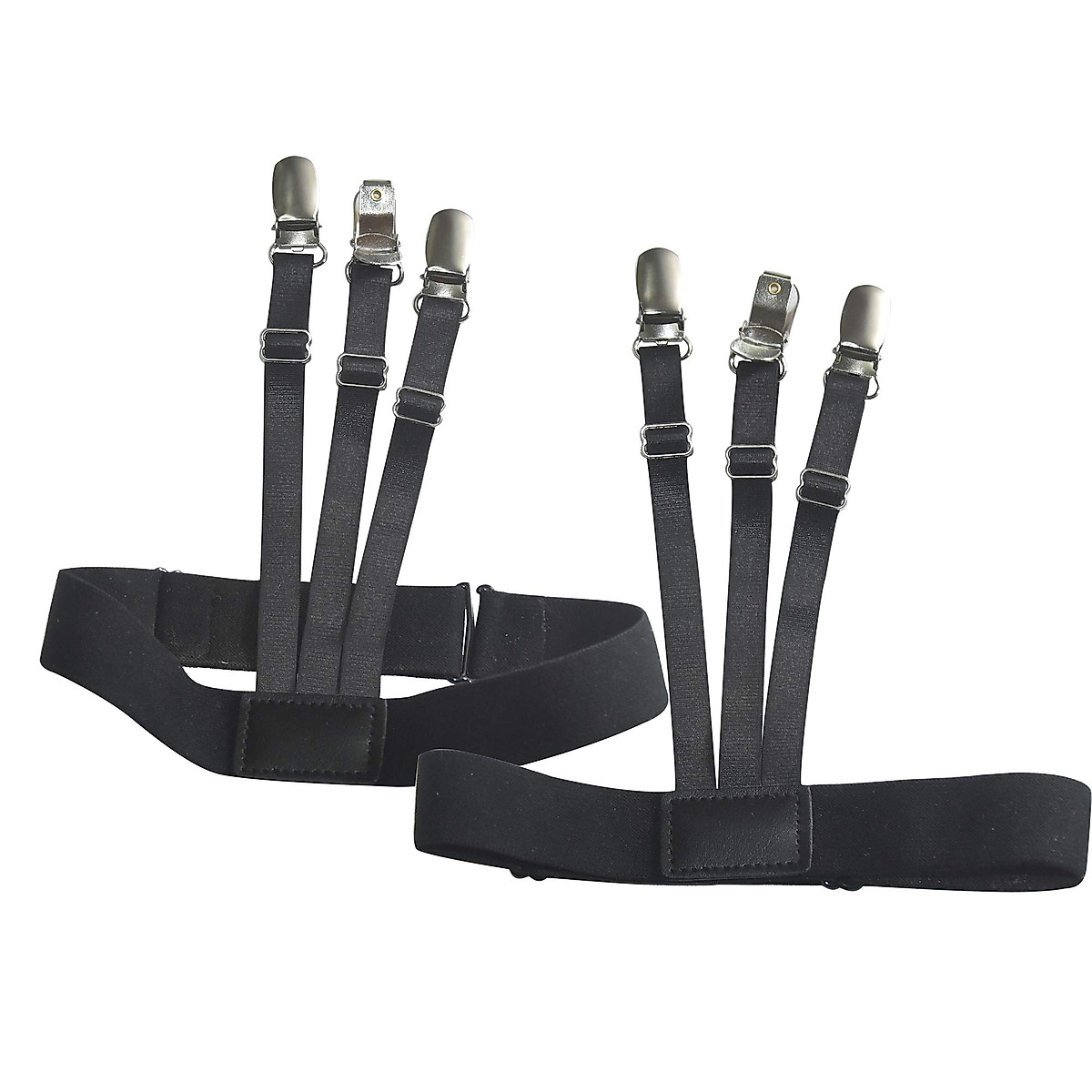 Eoofada 2 Pack Shirt Stays Garters, For Men Adjustable Shirt Garter Suspender Belts for Police Military Non-Slip Clips