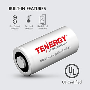 Tenergy Premium 12 Pack NonRechargeable CR123A 3V Lithium Battery, 1600mAh for Arlo Cameras, Photo Lithium Batteries, Security Cameras, Smart Sensors, and More