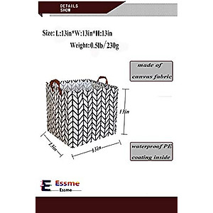 ESSME 3pack Square Storage Bin,Cotton Fabric Laundry Baskets,Collapsible Waterproof Toy Storage Bin with Handles for Family Storage,Shelf Baskets (Black arrows)