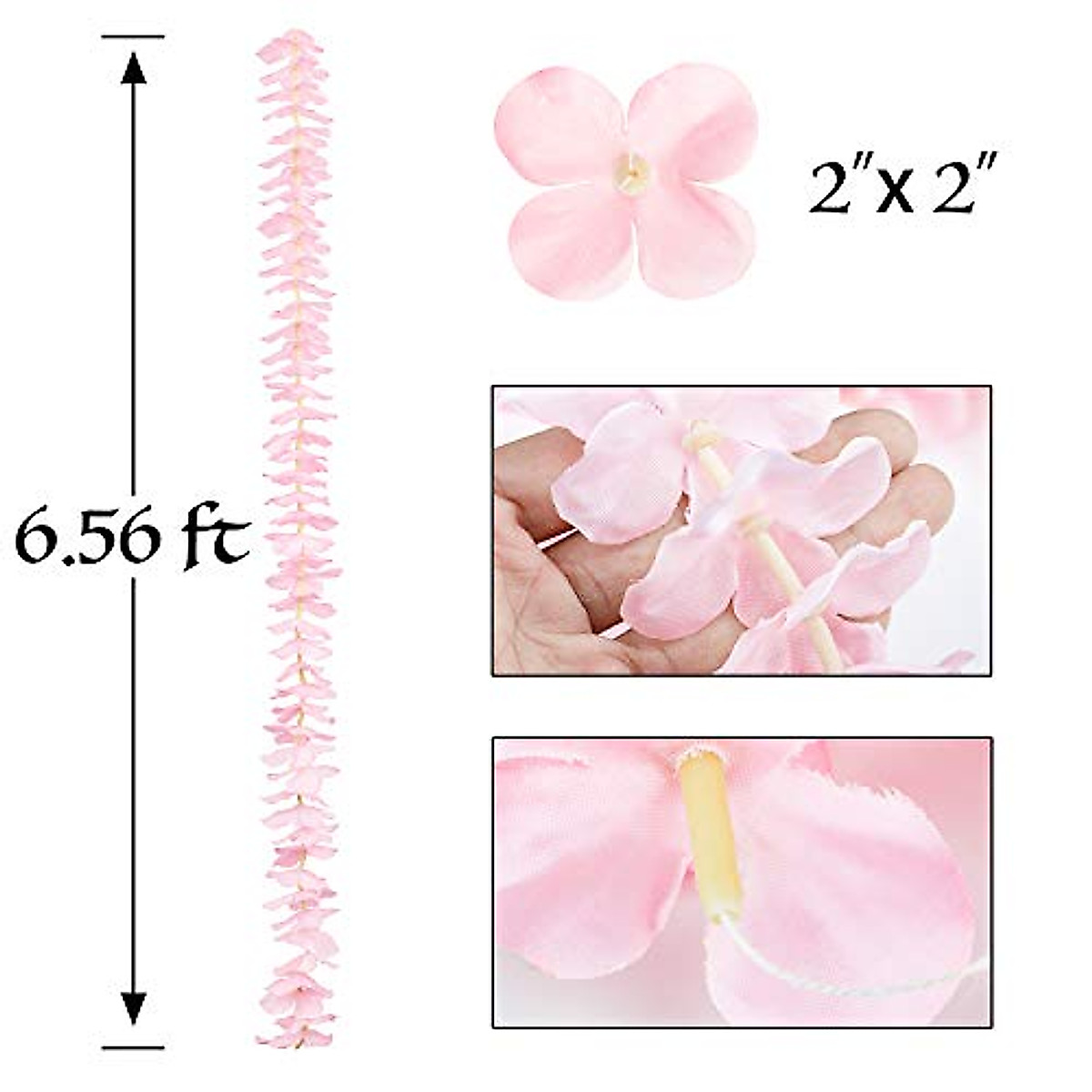 GPARK 10 Pack 6.5 Feet / 78 inch Wisteria Artificial Fake Hanging Flowers Silk Vine Ratta Plants Leaf Garland for Home Wedding Party Garden Outdoor Greenery Wall Decoration Pink