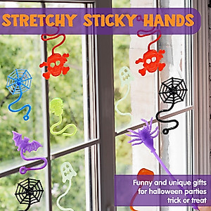 JOYIN 60 PCS Halloween Stretchy Sticky Toys, Slap Sticky Hands s Bulk for Kids Gift, Pumpkin, Ghost, Spider, Skeleton, Party Favors Classroom Game Prizes, Halloween Goodie Bags Stuffers