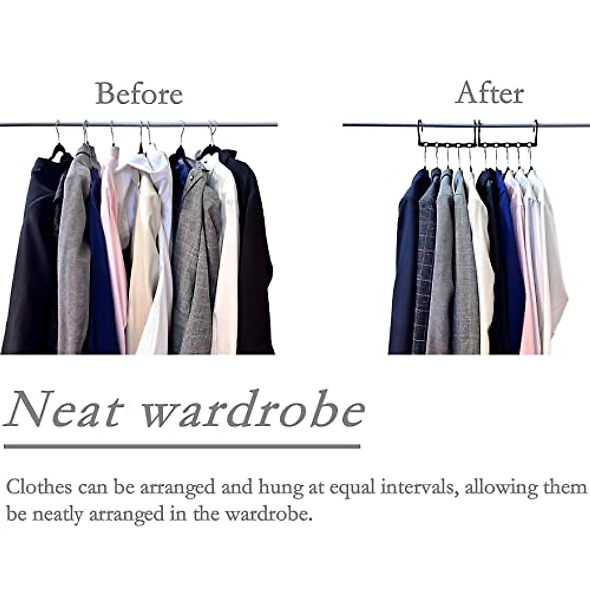 EHENMALOM Magic Coat Hangers 10 Pack, 5 Holes Black Standard Hangers, Space Saving Plastic Hangers, Sturdy & Widely Use Hangers for Clothes, Premium Smart Sturdy Hanger Hooks, Home & Storage necessity