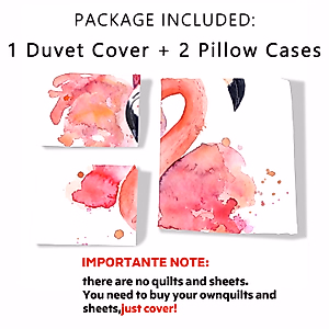 AILONEN Flamingo Duvet Cover Set King Size,Tropical Flamingo Pattern Bedding Set for Kids Boys Girls,Flamingo Pattern Comforter Cover Set,1 Quilt Cover 2 Pillowcases 3 Piece