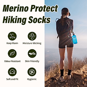 Merino Protect Merino Wool Socks for Women Winter Hiking Hunting Cycling Boot Socks Soft Cushion Warm Casual Thermal Socks
