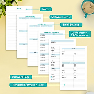 Address Book, Address and Password Keeper Book with Alphabetical Tabs, Hardcover Telephone Book Address Organizer Record with Pocket, Colored Pages, 5.3" x 7.7", Navy Blue