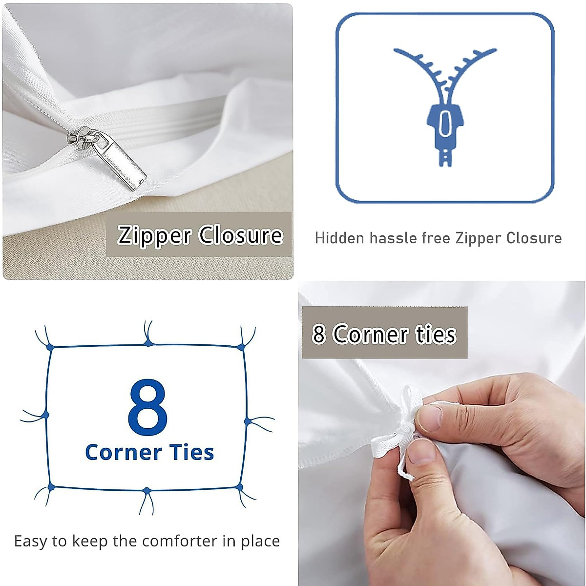 Saferay Green 100% Cotton Duvet Cover Set 120"x128" - Premium 600 Thread Count, Cooling Comforter Cover, Soft Sateen Weave, Zipper Closure and Corner Ties (Oversized King Plus, Stripe White,)