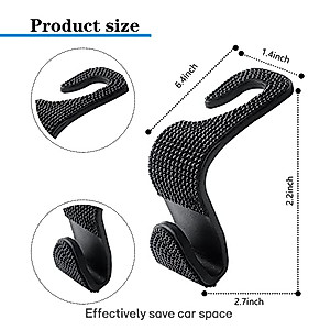 Yonput 2 PCS Bling Car Seat Headrest Hook, Crystal Back Seat Hanger Storage Organizer Rhinestone Car Headrest Hangers for Purse, Bag, Handbag, Grocery (Black)