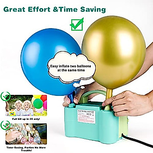 Electric Balloon Pump 110V 600W Dual Nozzle Portable Balloon Inflating Pump Halloween Balloon Arch Kit with Balloon Flower Clips Balloon Tape Balloon Knotter Dot Glue Avocado Green