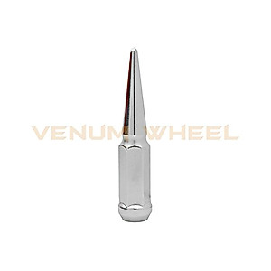 Venum wheel accessories 20 Pc Chrome Spike Lug Nuts | 1/2"-20 Thread | 4.5" Tall + Key Socket | Works with Chevrolet GMC C10 K10 1/2 Ton Trucks K5 Blazer Jimmy - Aftermarket Wheels