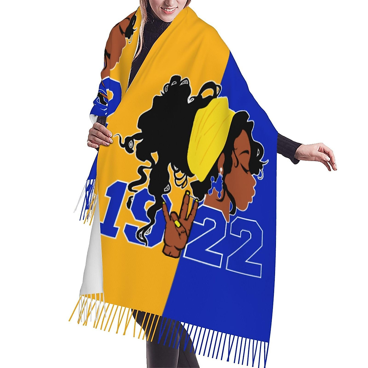 Sigma Gamma Cashmerette Fringed Scarf Rho sorority paraphernalia Warm Large Blanket Wrap Shawl for Women Cashmere Scarf