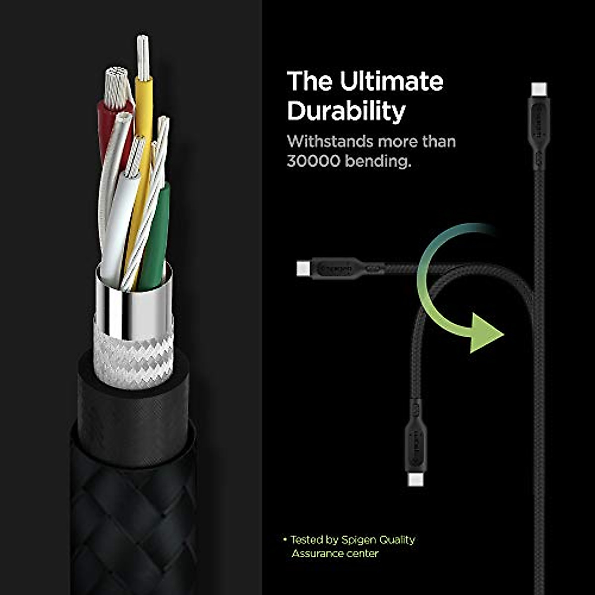 Spigen DuraSync 60W USB C to USB C Cable Power Delivery PD [4.9ft][Premium Cotton Braided] Fast Charging Cable Type C Works with Galaxy S22 Ultra Plus S21 FE MacBook iPad Pro Air Pixel USB-C Devices