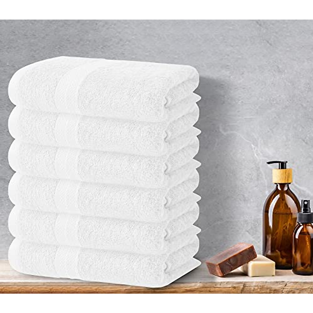 Avalon Bath Towels for Bathroom 100% Cotton White Bathroom Towels Pack of 6 (22x44 inches) - Quick Drying Bath Towels Set Small, Light Weight & Absorbent Perfect Gym & Pool Towel Set