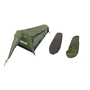 Crua Hybrid Set - 1 Person Camping Tent Including Self-Inflating Mattress, Sleeping Bag - Ground Tent or Hammock,Hiking,Backpacking