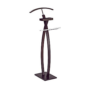 Kings Brand Furniture - Modern Curved Chrome/Walnut Finish Suit Rack Valet Stand