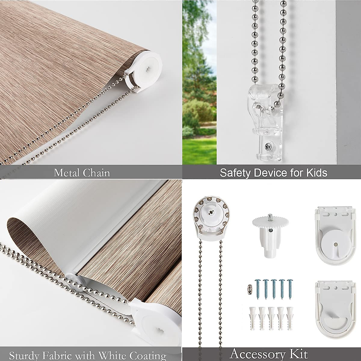 RED GRAPES Roller Window Shades,100% Blackout UV Protection Roller Blinds,Window Blind with Thermal Insulated,Window Shade for Home Office Living Room,Easy to Install(Light coffee, 36'')