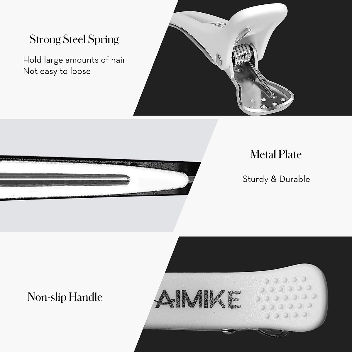 Hair Clips, AIMIKE 12 Pack Hair Clips for Styling and Sectioning, Non Slip Hair Clips with Silicone Band, No -Trace Hair Clips for Thick and Thin Hair - Professional Salon Hair Clips