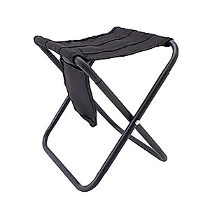 TRENTSNOOK Exquisite Camping Stool Portable Folding Stool Outdoor Furniture Camping Sightseeing Chair Portable Aluminum Folding Stool with Storage Bag (Color : Black)