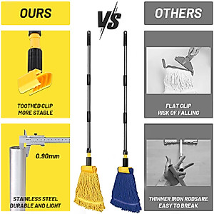 Kasunpul Commercial Mop, Looped-End String Wet Mop, Industrial Mop, 69" Heavy Duty Mops with 2 String Mop Heads for Floor Cleaning, Home, Kitchen, Office