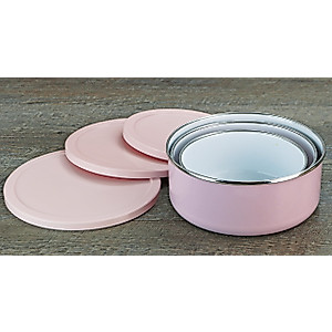 Reston Lloyd Calypso Basics Storage 6 Piece Enamel on Steel Bowl Set, Small, Pink