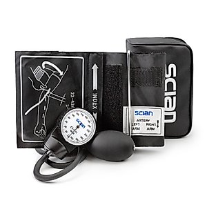 SCIAN Aneroid Sphygmomanometer - Manual Blood Pressure Cuff with D-Ring Universal Cuff 10-16"", Carrying Bag for Nurse Doctor Senior Adult(Black, Stethoscope Not Included), Large
