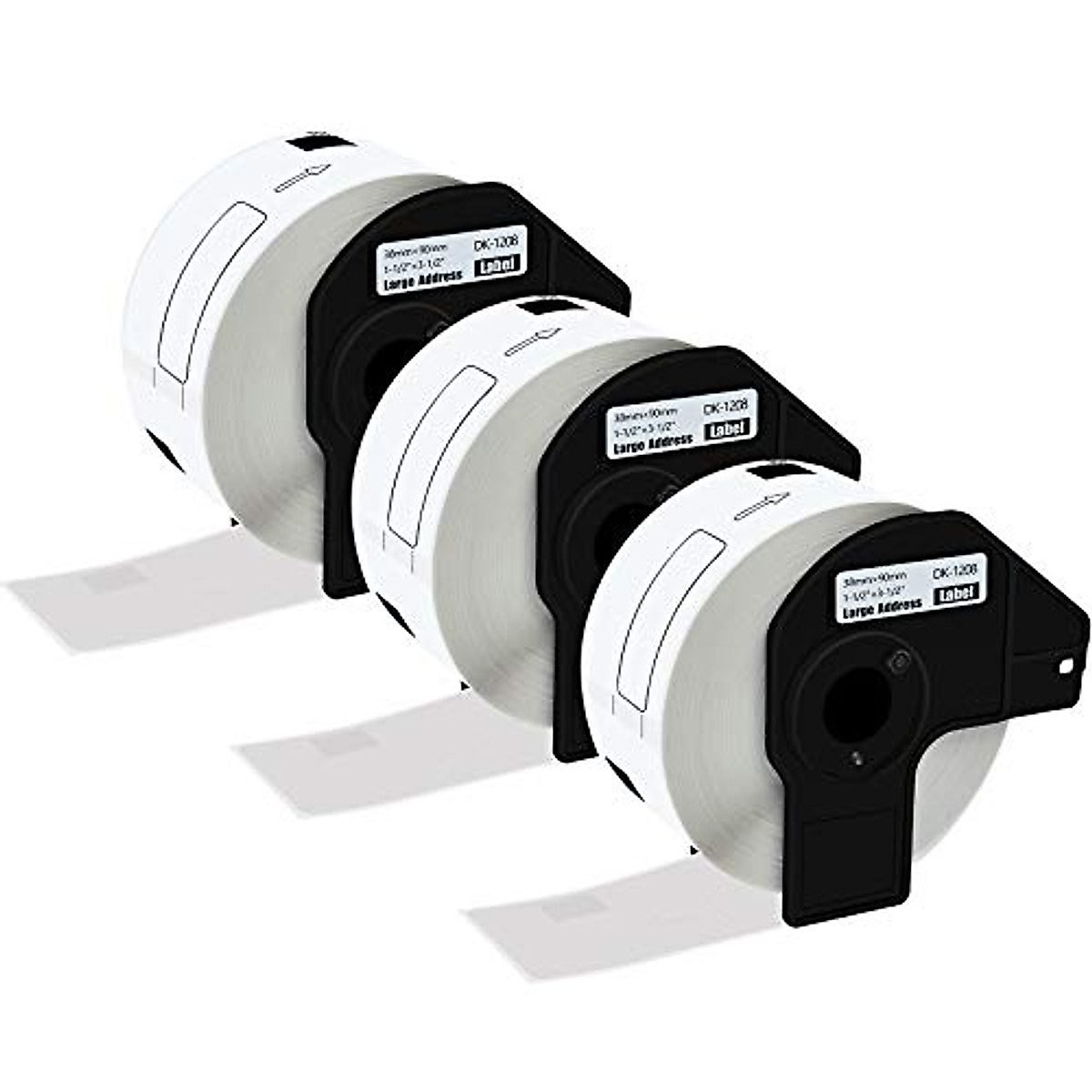 KCYMTONER 3 Rolls Compatible for Brother DK-1208 White Die Cut Large Shipping Paper Labels,1-1/2 Inches (38mm) by 90mm (3-1/2"), use in Ptouch QL-500 QL-710W QL-1050 QL-1060N Series Label Maker