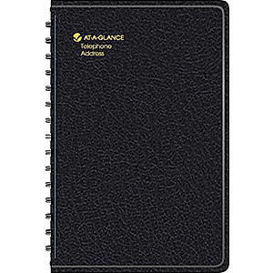AT-A-GLANCE Telephone / Address Book, Large Print, 500 Entries, 8.38 x 5.38 Inches, Black (80LP1105,Small)