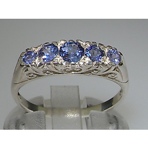 925 Sterling Silver Real Genuine Tanzanite Womens Band Ring - Size 10