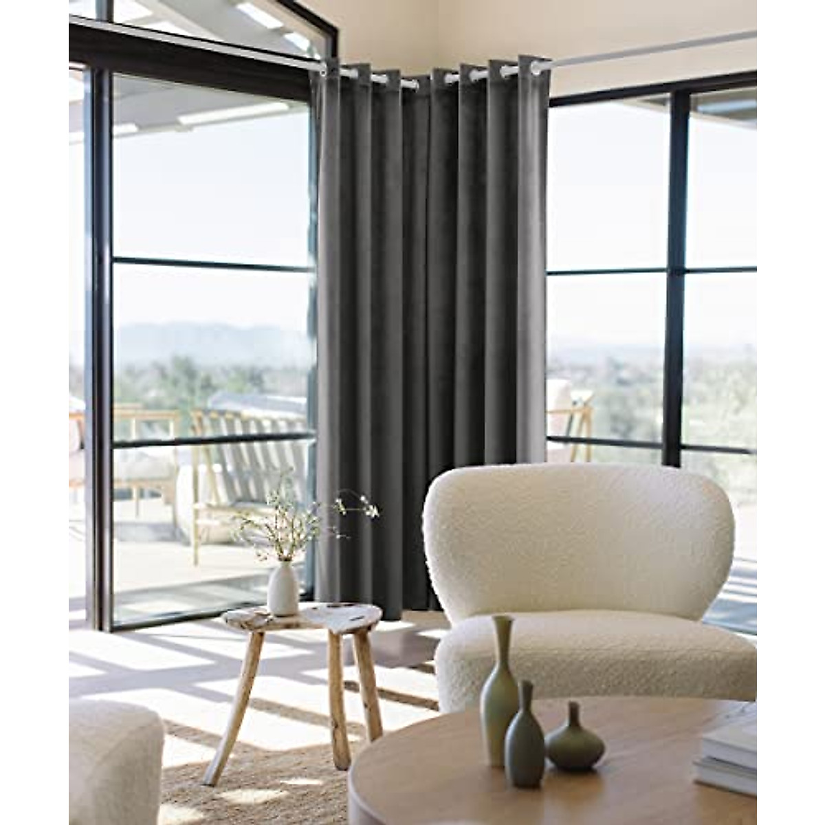ANRODUO Grey Velvet Curtains 96 Inches Long Blackout Insulated Soundproof Curtain Panels for Living Room Privacy Grommet Window Drapes for Bedroom Luxury Curtains Room Decor W52 x L96 Set of 2