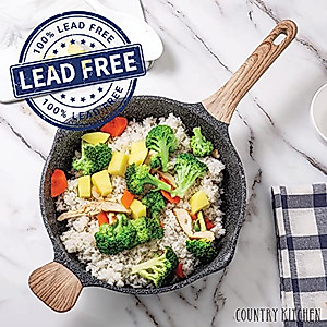 Country Kitchen Nonstick Induction Cookware Sets - 11 Piece Cast Aluminum Pots and Pans with BAKELITE Handles with Glass Lids - Grey