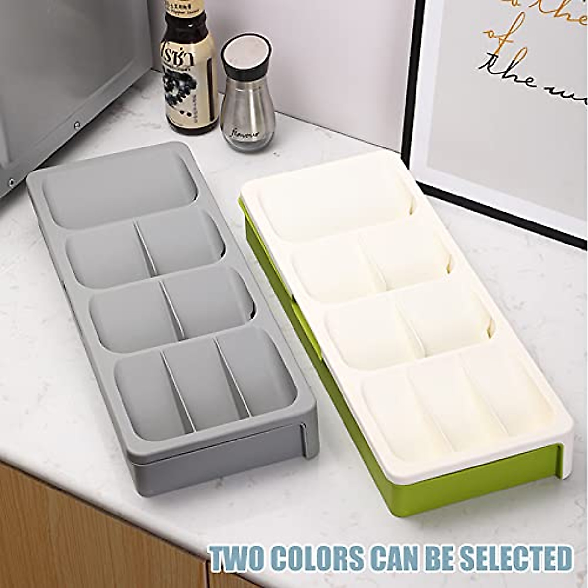 ORIJOYNA Kitchen Flatware Organizers - Drawer Organizer Tray Box Cutlery Expandable Organizer - for Kitchen Drawer Holding Flatware Spoons, Forks, Spatula (Grey)