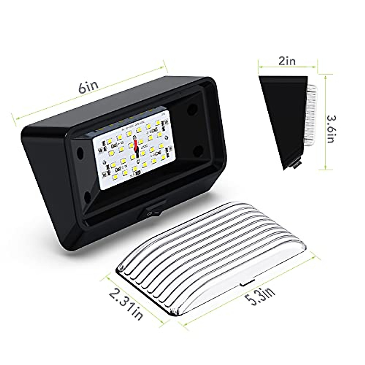 Leisure LED 2 Pack RV Exterior Porch Utility Light with Switch 12v 280 Lumen Lighting Fixture. Replacement Lighting for RVs, Trailers, Campers, 5th Wheels Black Base Clear & Amber Len (Black, 2-Pack)