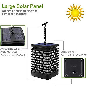 EOYIZW Solar Lights Outdoor Flickering Flame Solar Lantern Outdoor Hanging Decorative Lanterns with Solar Powered Waterproof Decorations for Patio Garden Deck Yard