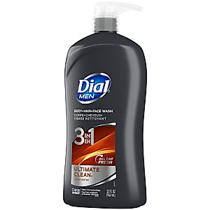 Dial Men 3in1 Body, Hair and Face Wash, Ultimate Clean, 32 Fl Oz