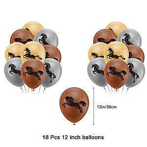 Horse Birthday Party Supplies Set with Horse Theme Happy Birthday Banner Balloon Cake Topper Cupcake Topper Background for Horse Party Decoration